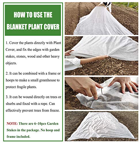 Garden expert Plant Covers Freeze Protection Floating Row Cover 0.9oz Fabric Frost Cloth Plant Blanket for Plants & Vegetables in Winter(8FTx15FT,with 6 PCS Staples Stakes)