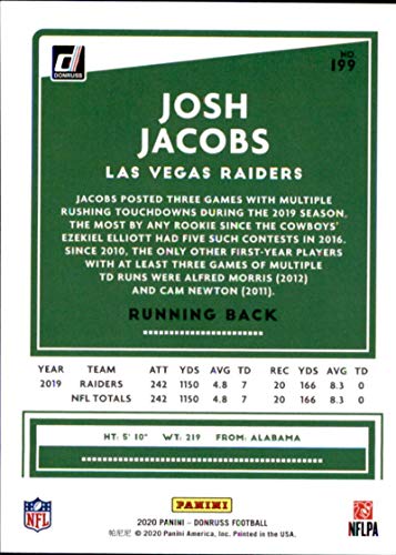 2020 Donruss #199 Josh Jacobs Las Vegas Raiders NFL Football Card NM-MT