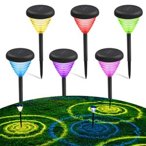 homarkable solar outdoor lights pathway 6 pack, color changing/warm white solar lights, ip67 waterproof auto on/off solar powered garden lights decorative for patio walkway yard lawn