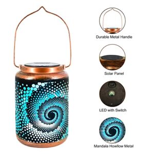 Solar Outdoor Lanterns Hanging Bohemian Solar Lights Outdoor Waterproof Garden Light, Metal Lantern Dragonfly Solar Table Light LED Lantern for Garden, Patio, Yard