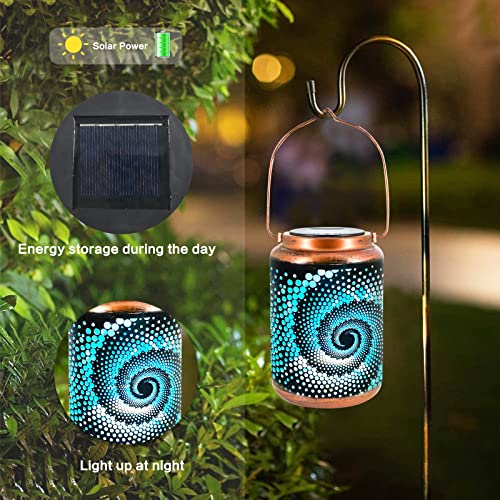 Solar Outdoor Lanterns Hanging Bohemian Solar Lights Outdoor Waterproof Garden Light, Metal Lantern Dragonfly Solar Table Light LED Lantern for Garden, Patio, Yard