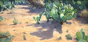 desert still life by josh elliott, original oil on panel, 15″ x 30″