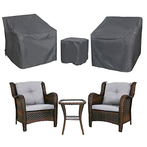 Baner Garden B15 3-Piece Outdoor Veranda Patio Garden Furniture Cover Set with 600D Durable and Water Resistant Fabric