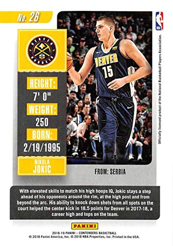 2018-19 Panini Contenders Season Ticket #26 Nikola Jokic NM-MT Denver Nuggets Official NBA Basketball Card