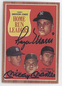 1962 topps #53 mickey mantle/roger maris al home run leaders facsimile auto reprint