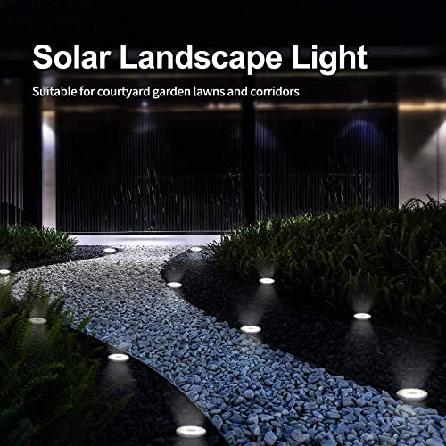 Aogist Solar Ground Lights 12 Packs, 8 LED Solar Garden Lights, Outdoor Solar Disk Lights, In-ground Outdoor Landscape Lights for Pathway Yard Walkway Patio Lawn Path (Cold White)