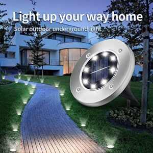 Aogist Solar Ground Lights 12 Packs, 8 LED Solar Garden Lights, Outdoor Solar Disk Lights, In-ground Outdoor Landscape Lights for Pathway Yard Walkway Patio Lawn Path (Cold White)