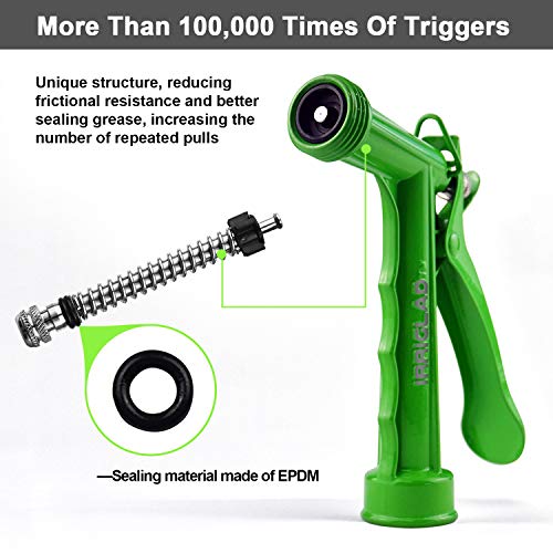 IRRIGLAD Hose Nozzles 2 Pack with More Durable 304 Stainless Steel Flexible Green Pistol Water Sprayers for Garden Watering