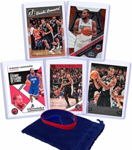 kawhi leonard (5) assorted basketball cards bundle – san antonio spurs, toronto raptors, los angeles clippers trading cards – # 2