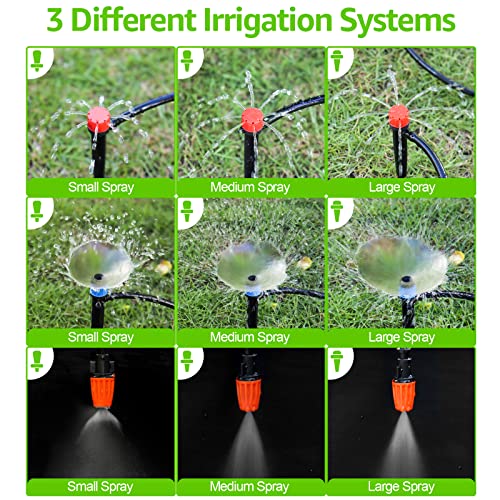 MIXC Drip Irrigation Kit, 100FT Garden Irrigation System Plants Watering System For Lawn Patio Raised Bed Automatic Irrigation Equipment With 1/4" Blank Distribution Tubing , Adjustable Nozzle Emitters Sprinkler, Barbed Parts And Irrigation Connectors