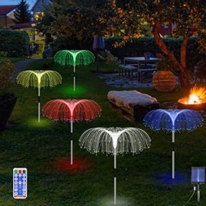 forliver outdoor solar garden lawn lights, solar jellyfish light, waterproof decorative beautiful flower lights landscape pathway patio yard walkway holiday christmas decoration 5 pcs