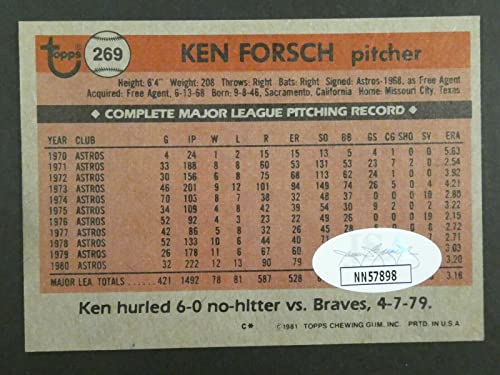 Ken Forsch Signed Baseball Card with JSA COA