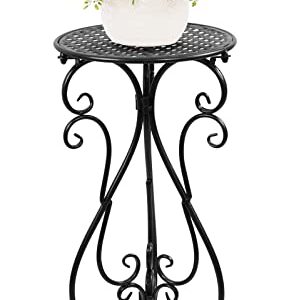 NAKUPE Metal Plant Stand, 17" Tall Heavy Duty Flower Pot Stand, Single Planter Holder for Indoor, Outdoor, Patio, Balcony, Porch, Garden, Black(1 Pack)