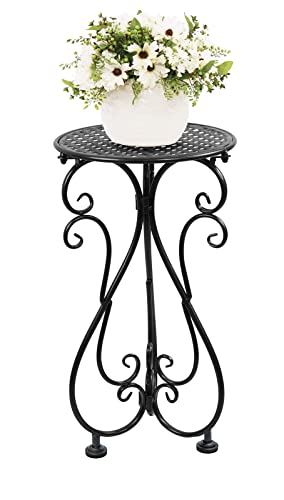 NAKUPE Metal Plant Stand, 17" Tall Heavy Duty Flower Pot Stand, Single Planter Holder for Indoor, Outdoor, Patio, Balcony, Porch, Garden, Black(1 Pack)