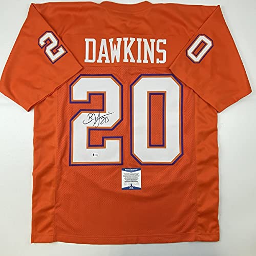 Autographed/Signed Brian Dawkins Clemson Orange College Football Jersey Beckett BAS COA