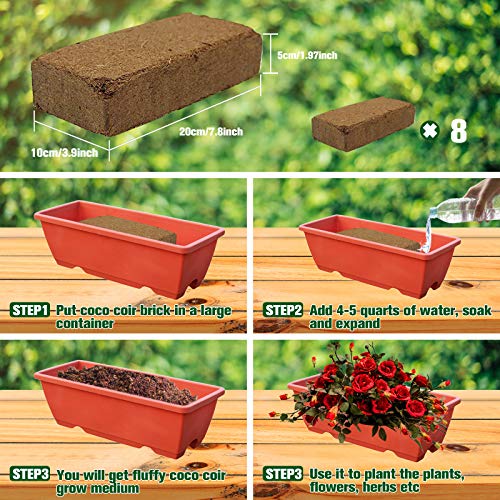 ZeeDix 8 Pcs Premium Coco Coir Compressed Coconut Coir 100% Organic Coco Coir Brick Coconut Coir Bricks with Low EC and pH Balance for Plants Gardening Herbs