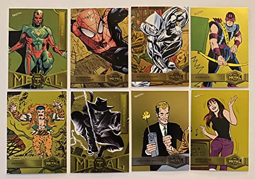 Marvel Metal Universe 2022 GOLD Pack Fresh Trading Card Lot of 8 different - Moon Knight, Vision, Spiderman, Hawkeye, Mary Jane Watson Kraven - Officially Licensed - PLEASE NOTE: This item is available for purchase. Click on this title and then "see all b