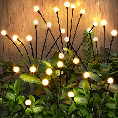 Brightever 【𝐔𝐩𝐠𝐫𝐚𝐝𝐞𝐝】 Solar Lights Outdoor Waterproof - Swaying Solar Garden Lights, Firefly Lights with Highly Flexible Copper Wires, Yard Pathway Christmas Landscape Stake Lights, 2 Packs