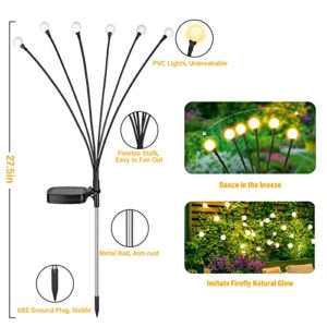 Brightever 【𝐔𝐩𝐠𝐫𝐚𝐝𝐞𝐝】 Solar Lights Outdoor Waterproof - Swaying Solar Garden Lights, Firefly Lights with Highly Flexible Copper Wires, Yard Pathway Christmas Landscape Stake Lights, 2 Packs