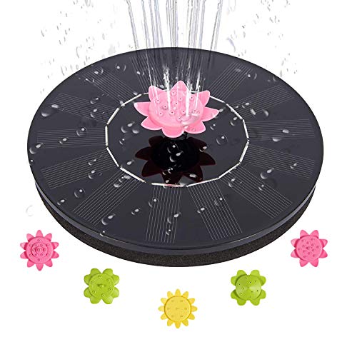 Solar Fountain Pump, 1.4W Solar Powered Fountain Pump with 5 Easy Install Nozzles, Solar Bird Bath Fountain Pump for Pond, Pool, Fish Tank, Aquarium and Garden