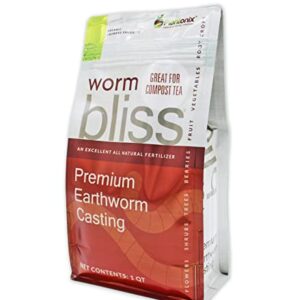 Worm Bliss - Pure Organic Earthworm Castings - All Natural Plant Fertilizer and Soil Enhancer - Potting Mix for Plants, Vegetables, Flowers, and Indoor and Outdoor Gardens (1 Quart)