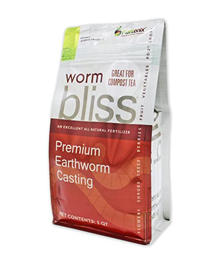 Worm Bliss - Pure Organic Earthworm Castings - All Natural Plant Fertilizer and Soil Enhancer - Potting Mix for Plants, Vegetables, Flowers, and Indoor and Outdoor Gardens (1 Quart)