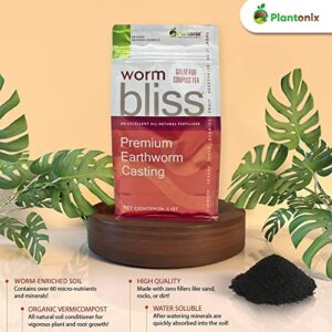 Worm Bliss - Pure Organic Earthworm Castings - All Natural Plant Fertilizer and Soil Enhancer - Potting Mix for Plants, Vegetables, Flowers, and Indoor and Outdoor Gardens (1 Quart)