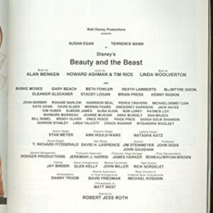 Beauty and the Beast, Broadway Playbill + Terrence Mann, Gary Beach, Beth Fowler, Susan Egan, Burke Moses, Heath Lamberts, Eleanor Glockner, Stacey Logan, Tom Bosley