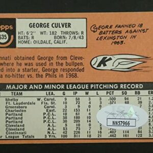 George Culver Signed Baseball Card with JSA COA