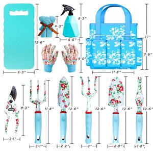 Gardening Tools Set WANCHI 11 Piece Heavy Duty Floral Garden Tool Set Gardening Gifts for Women Men Birthday Rust-Proof Aluminum Gardening Hand Tools Gardening Kit with Storage Tote Bag Organizer.