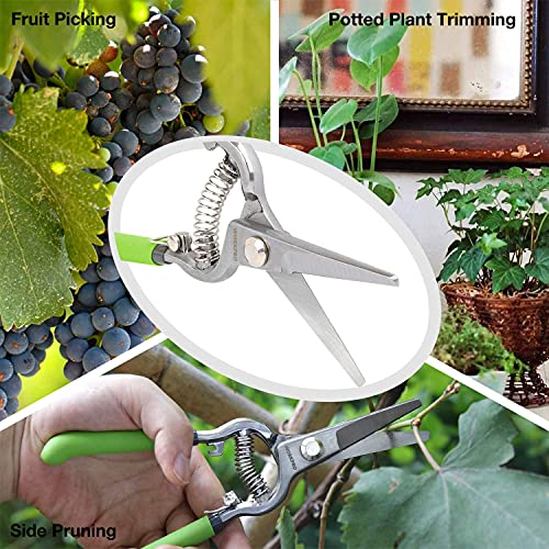 WORKPRO 2-Piece Pruning Shears Set, Drop Forged 8" Bypass Garden Shears and 8'' Handing Pruner with Steel Straight Blade