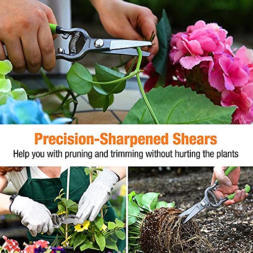 WORKPRO 2-Piece Pruning Shears Set, Drop Forged 8" Bypass Garden Shears and 8'' Handing Pruner with Steel Straight Blade