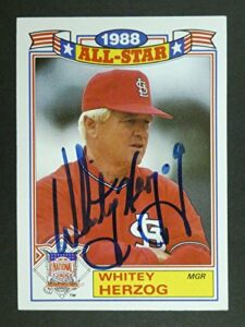 whitey herzog signed baseball card with jsa coa