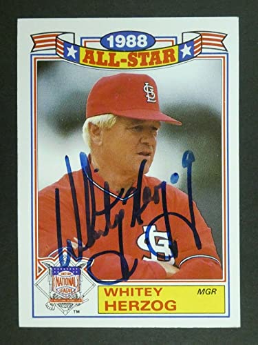 Whitey Herzog Signed Baseball Card with JSA COA