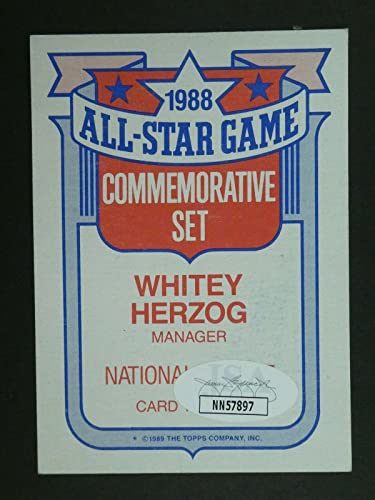 Whitey Herzog Signed Baseball Card with JSA COA