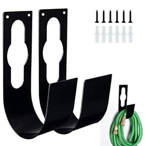 bamlue 2-sets garden hose holder wall mount hanger storage 100ft heavy duty hose hanger hook durable hose mounts