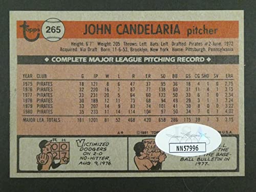 John Candelaria Signed Baseball Card with JSA COA