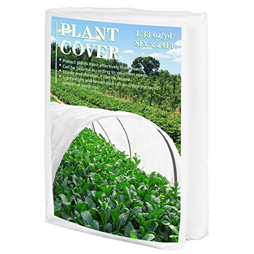 AQUEENLY Plant Covers Freeze Protection 1.33oz Heavy Duty Frost Cloth Plant Freeze Protection Frost Blankets for Outdoor Plants Frost Protection and Sun Protection, 8FT X 24FT