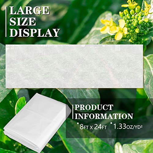 AQUEENLY Plant Covers Freeze Protection 1.33oz Heavy Duty Frost Cloth Plant Freeze Protection Frost Blankets for Outdoor Plants Frost Protection and Sun Protection, 8FT X 24FT