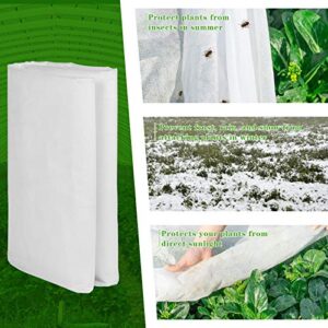 AQUEENLY Plant Covers Freeze Protection 1.33oz Heavy Duty Frost Cloth Plant Freeze Protection Frost Blankets for Outdoor Plants Frost Protection and Sun Protection, 8FT X 24FT