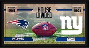 new england patriots vs. new york giants framed 10″ x 20″ house divided football collage – nfl team plaques and collages