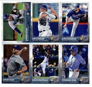 2015 topps baseball cards kansas city royals team set (series 1 & 2 – 22 cards) including lorenzo cain, eric hosmer, wade davis, royals team card, salvador perez, yordano ventura, alcides escobar, brandon finnegan, jason vargas, salvador perez, greg holla