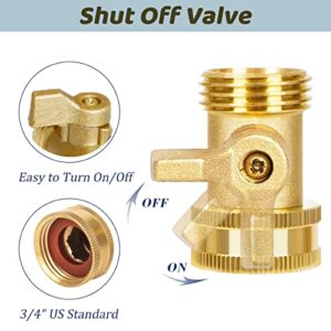 SHOWNEW High Pressure Hose Nozzle, Solid Brass Water Hose Jet Nozzle Sprayer Sweeper with Hose Shut Off Valve, Heavy Duty 3/4" GHT Jet Nozzles for Garden Hose - 2 Set