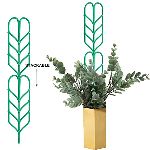 Jashem Garden Trellis for Climbing Plants 6 PCS Plastic Indoor Trellis for Potted Plants Green Stackable Mini Climbing Plant Stupport DIY Flower Pot Support for Pea Vegetable Clematis (6 Packs)