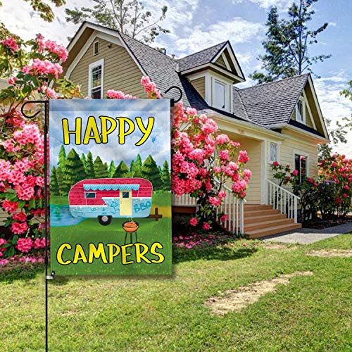 ANLEY Garden Flag Happy Campers - Decorative Summer Vacation Garden Flags - Double Sided & Weather Resistant & Double Stitched - 18 X 12.5 Inches