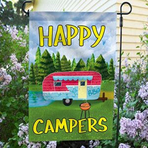 ANLEY Garden Flag Happy Campers - Decorative Summer Vacation Garden Flags - Double Sided & Weather Resistant & Double Stitched - 18 X 12.5 Inches