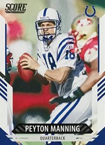 peyton manning 5 card gift lot containing his 2021 colts panini score and 2018 contenders tennessee cards plus 3 others