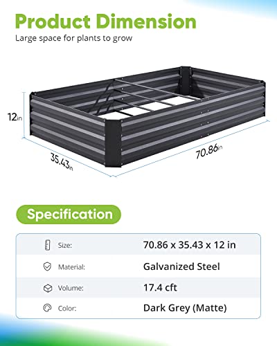 Quictent Galvanized Raised Garden Bed 6x3x1ft Thickened Metal Planter Box Hold 18cft Soil for Vegetables Corner Protector Bottomless Flowers Herbs Backyard Patio Tomato Cage Weed Barrier Included