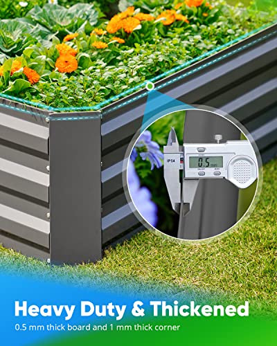 Quictent Galvanized Raised Garden Bed 6x3x1ft Thickened Metal Planter Box Hold 18cft Soil for Vegetables Corner Protector Bottomless Flowers Herbs Backyard Patio Tomato Cage Weed Barrier Included