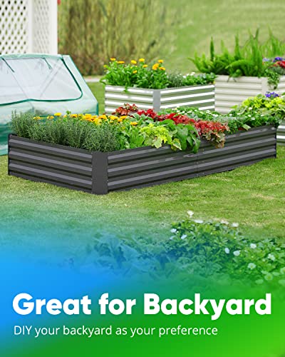 Quictent Galvanized Raised Garden Bed 6x3x1ft Thickened Metal Planter Box Hold 18cft Soil for Vegetables Corner Protector Bottomless Flowers Herbs Backyard Patio Tomato Cage Weed Barrier Included